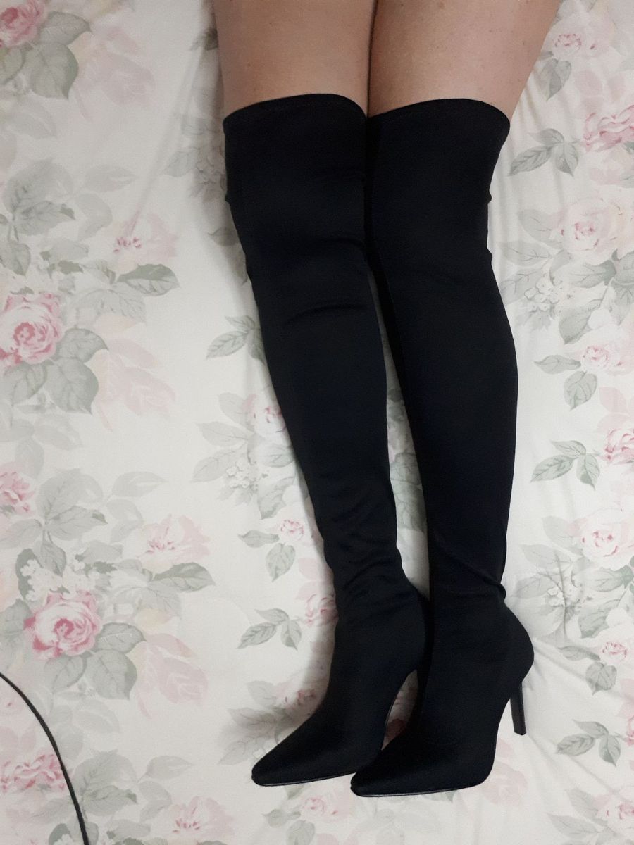 Bota Over Knee Cano Longo Acima do Joelho Vintage Coturno Tratorada ...