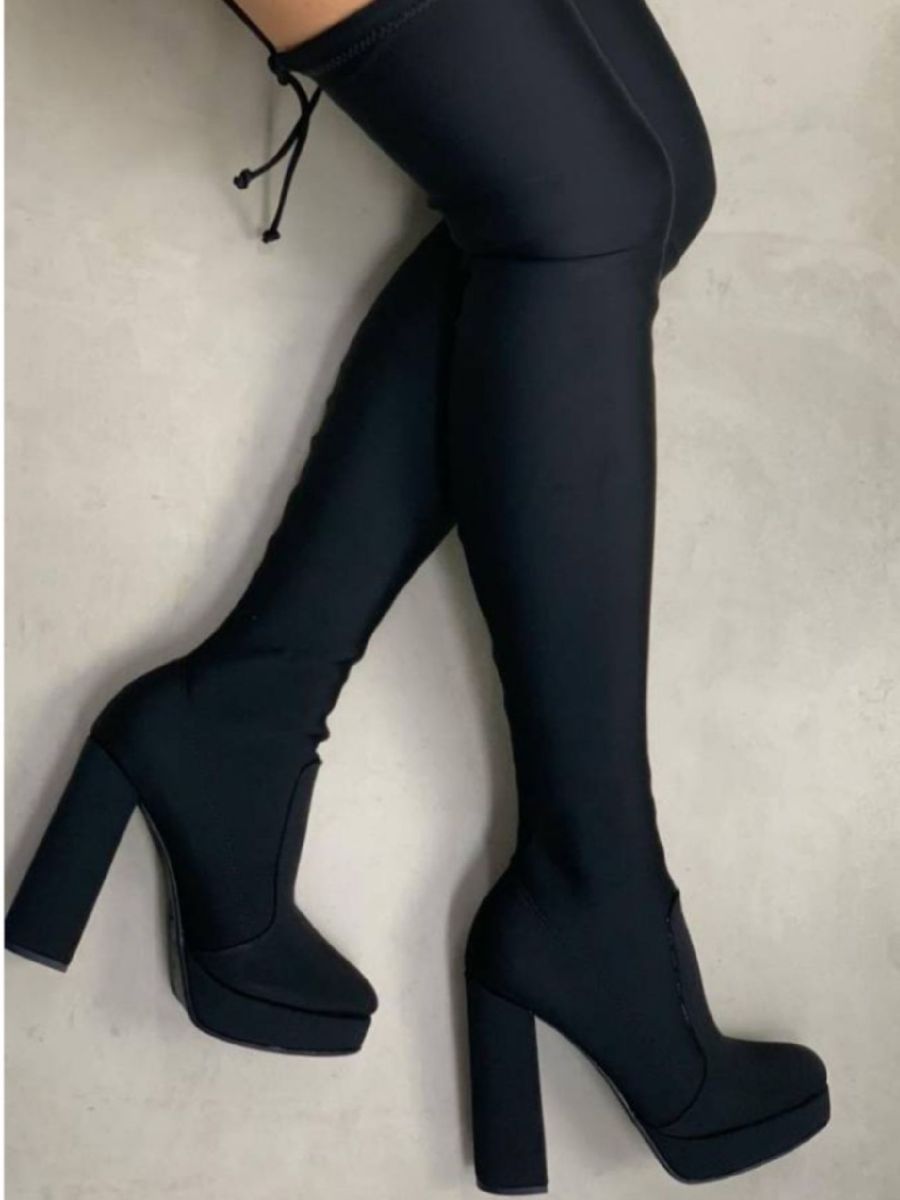 Bota Over Meia Pata Plataforma Salto Grosso | Bota Feminina Store Guete ...