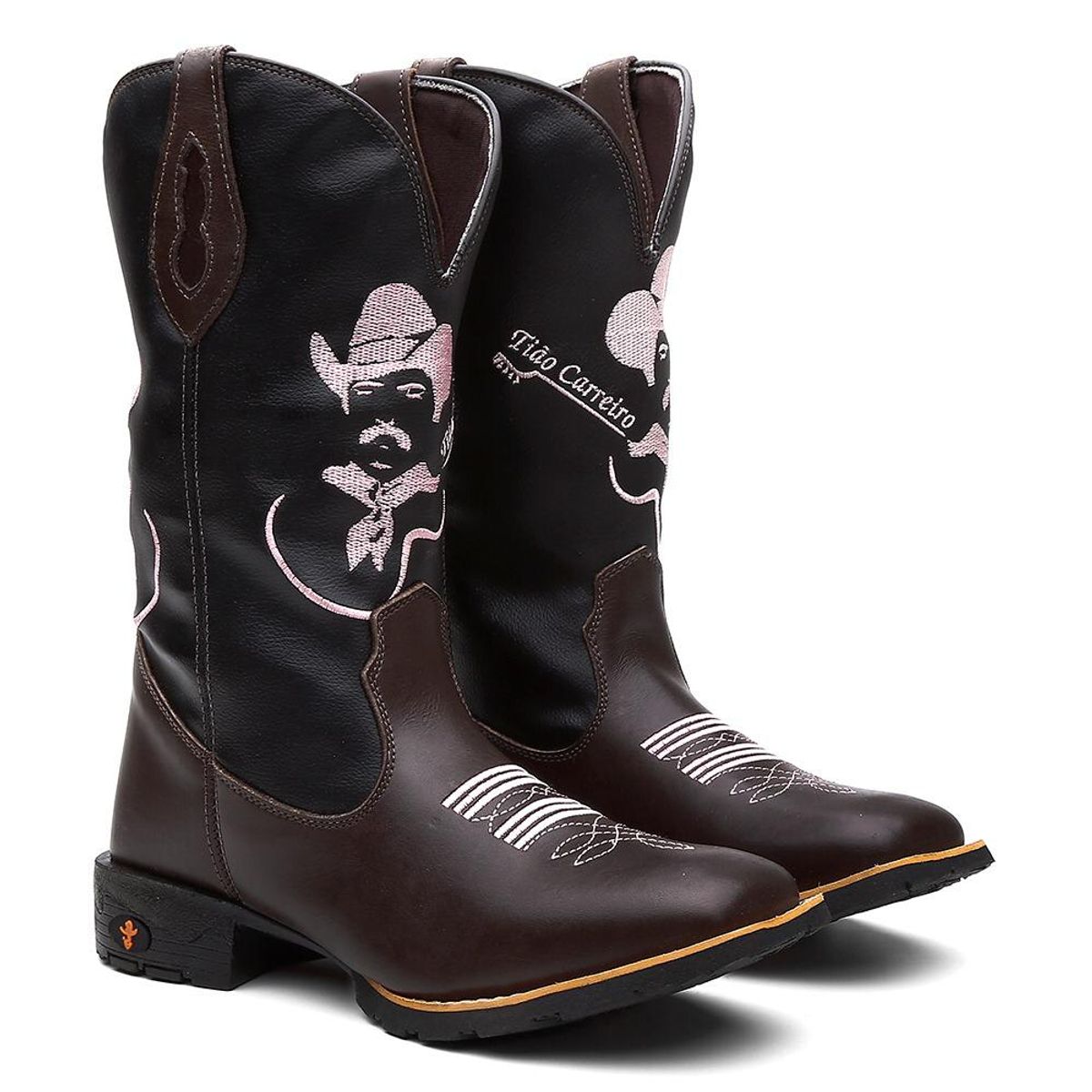 Bota Texana Botina Feminina Country Couro Bico Quadrado | Bota Feminina ...