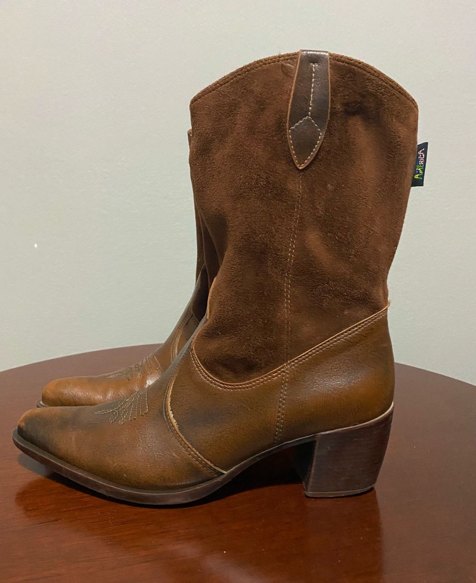Bota Texana Western Marrom Tendência | Bota Feminina Azaleia Usado 71273202 | enjoei