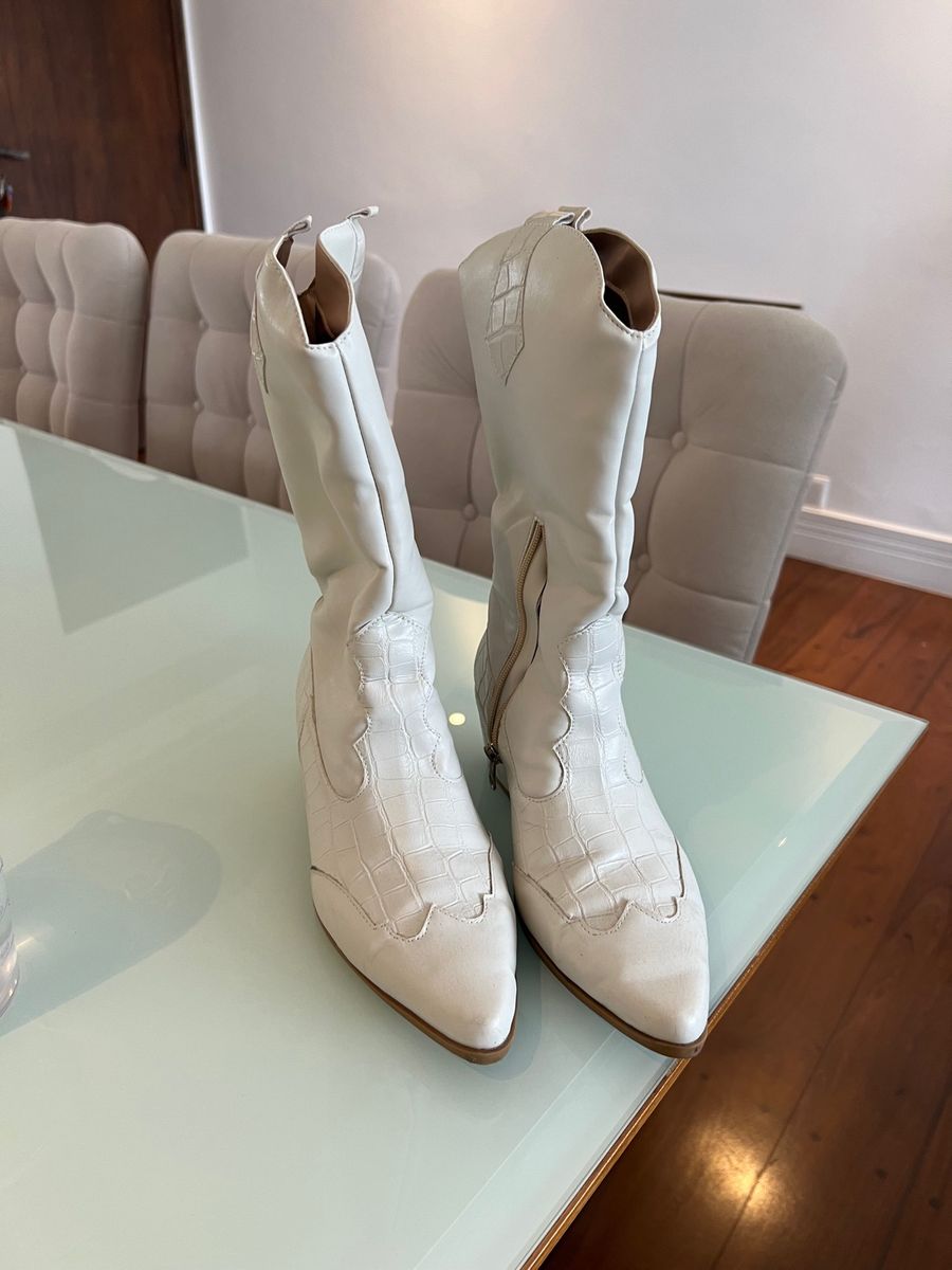Bota Western Off White | Bota Feminina Totta Shoes Usado 82879147 | enjoei