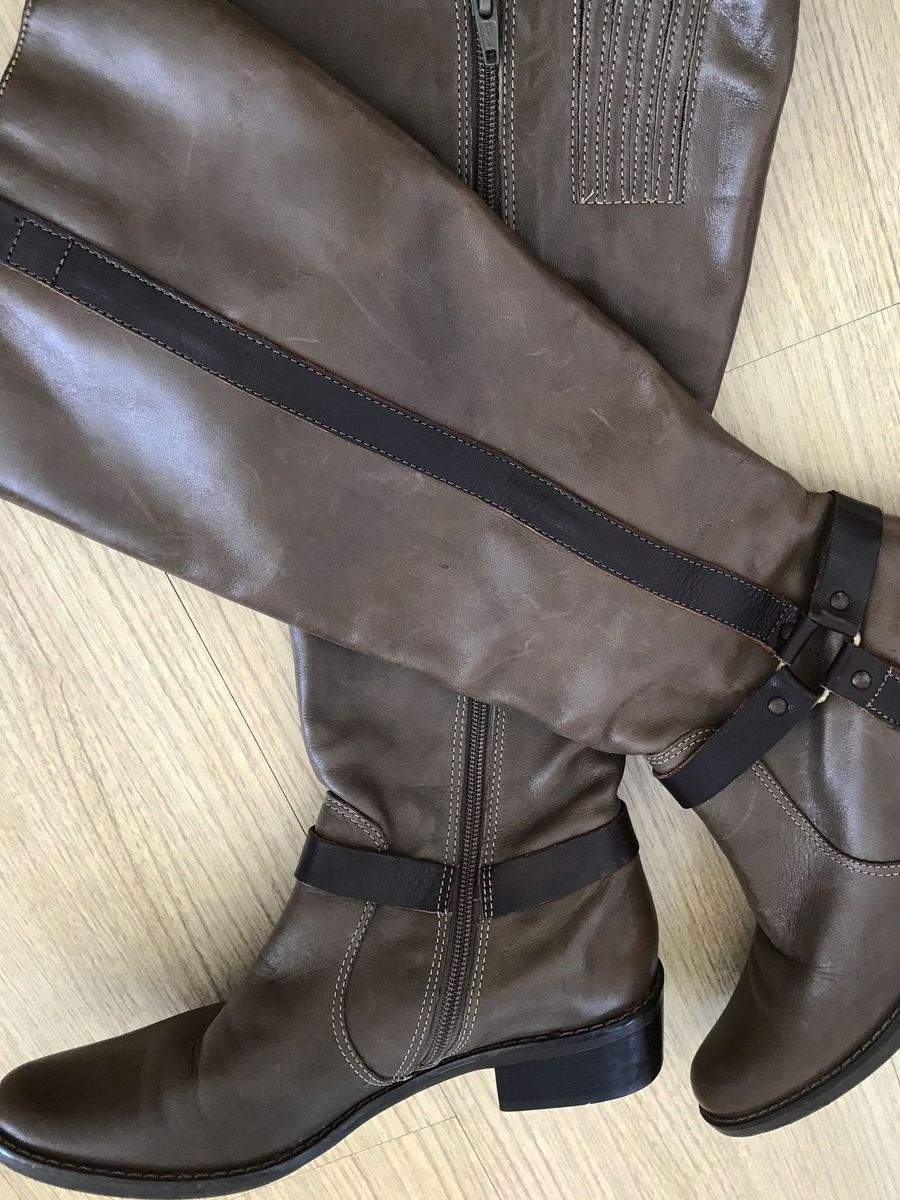 Botas Verde Militar Couro My Shoes | Bota Feminina My Shoes Usado ...