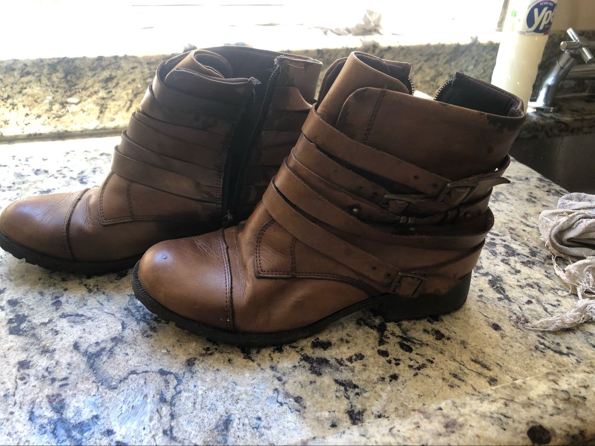 Botinha Couro Legítimo | Bota Feminina Rosa Tay Usado 82293219 | enjoei