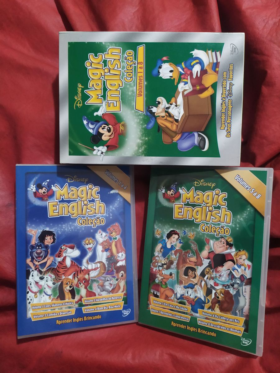 Box Coleção Magic English Disney Volumes 1 Ao 8 - 8 Discos com Luva ...