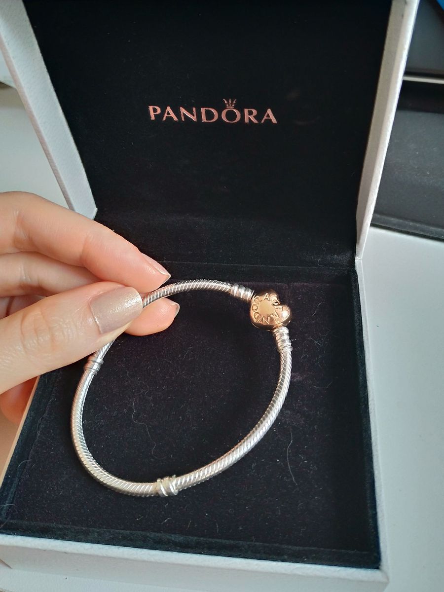 Bracelete Pandora com Fecho Coração Rosé | Jóia Feminina Pandora Usado ...