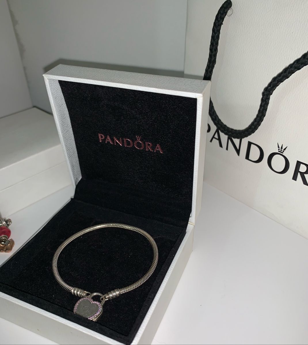 Bracelete Pandora Fecho Coração | Jóia Feminina Pandora Nunca Usado ...