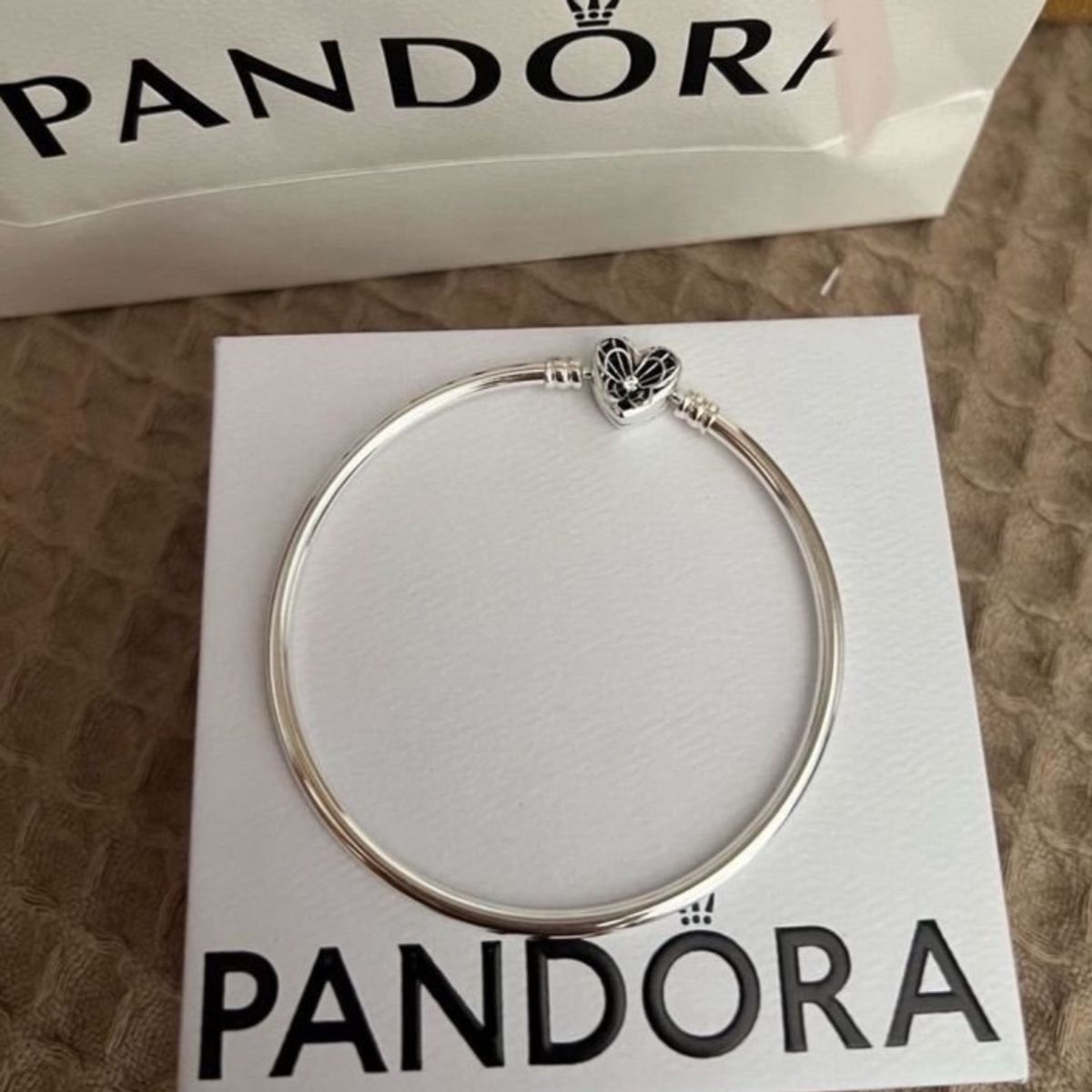 Bracelete Rígido Pandora Fecho Coração Borboleta Novo | Jóia Feminina ...