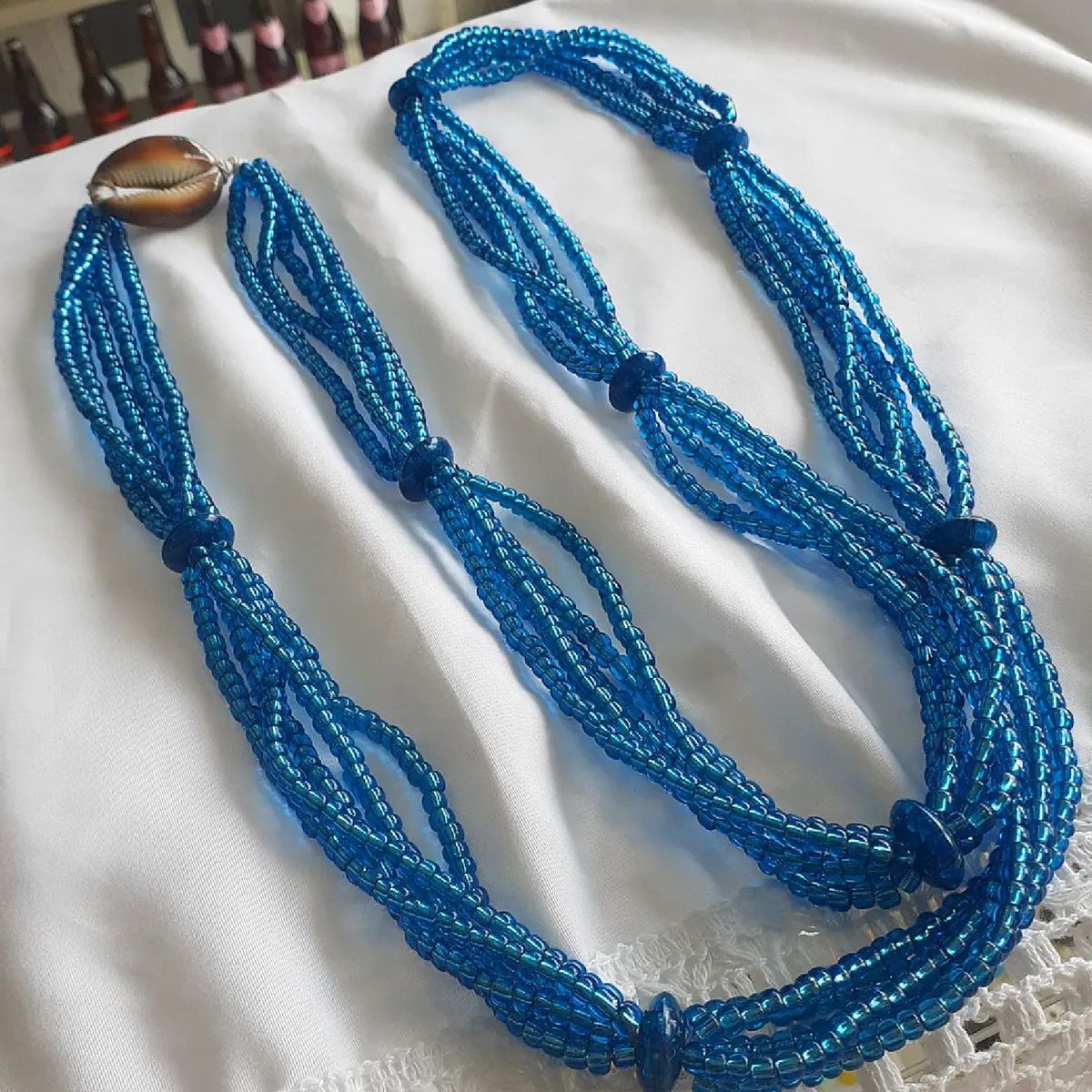 Braja Azul 5 Fios Umbanda Candomblé com Búzios Africano | Bijuteria ...