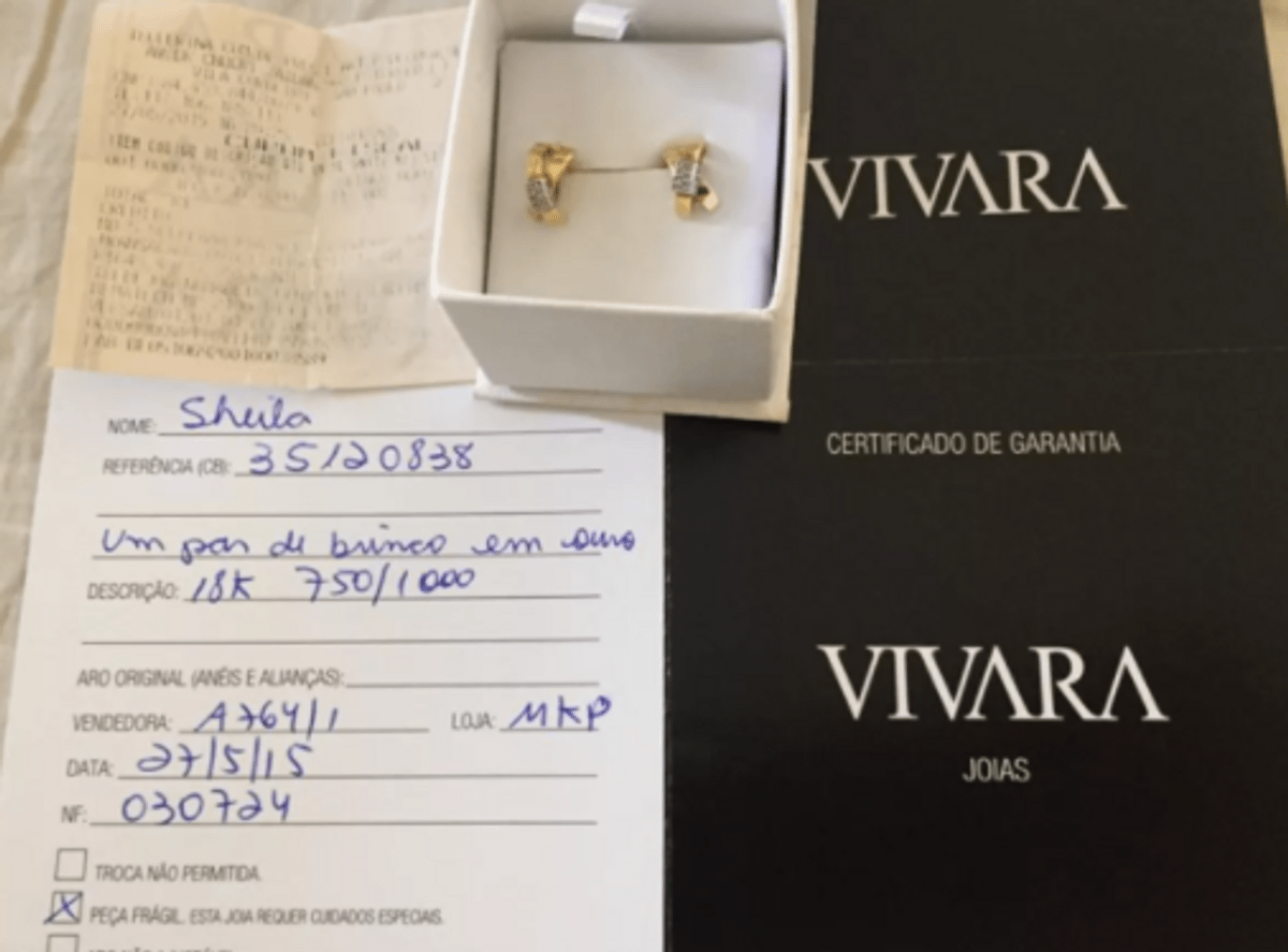 Brinco Ouro 750 e Diamantes Certificado Vivara | Jóia Feminina Vivara ...