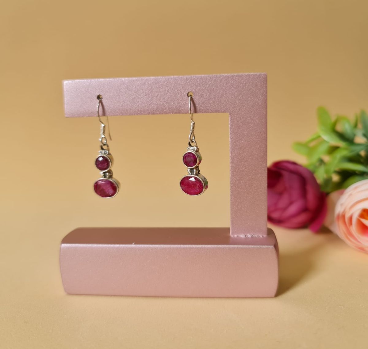 Brinco Prata 925 com Pedra Rubi | Jóia Feminina Jotaeffe Prataria Nunca ...