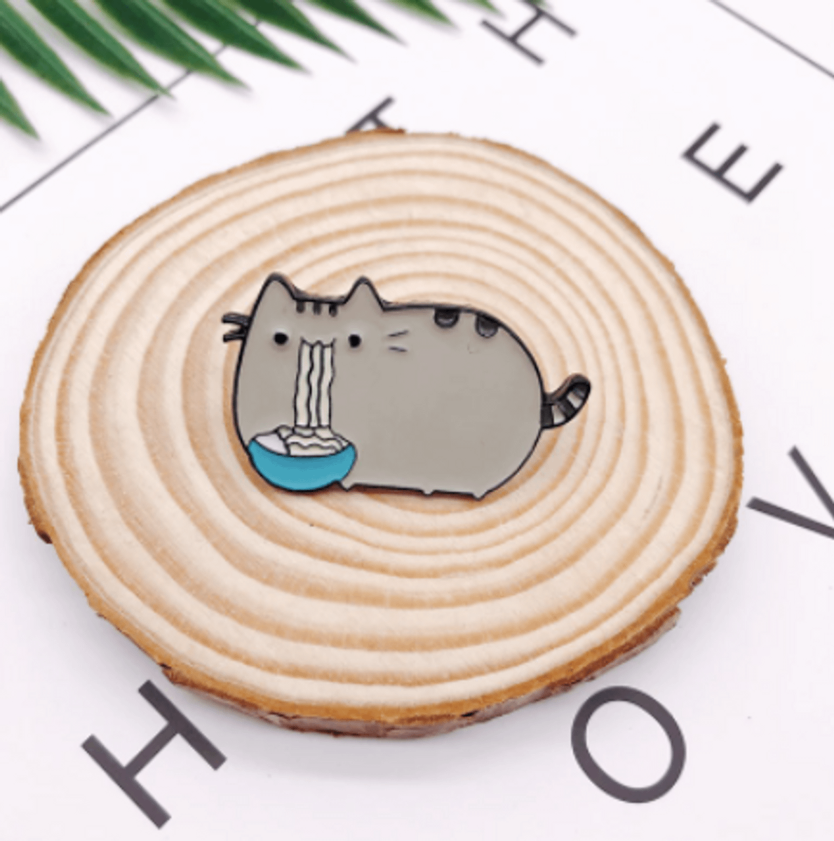 Broche Fofo de Gatinho Gordo Desenho Animado Comendo Macarrão ...