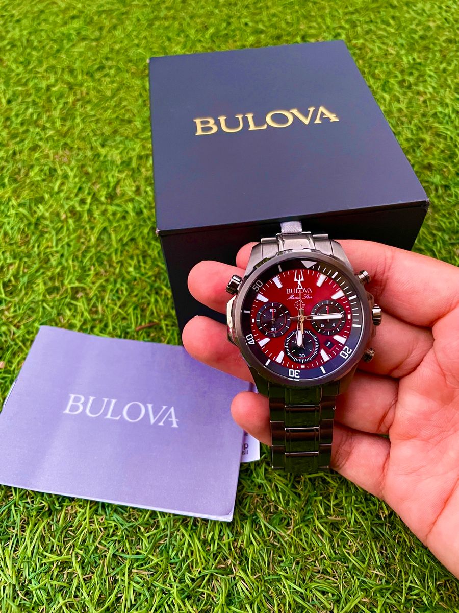 Bulova Marine Star Red Dial | Relógio Masculino Bulova Usado 93025124 ...