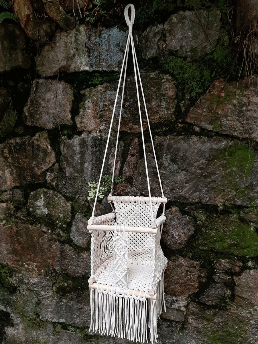 Cadeira de Balanço de Bebê de Macramê | Item Infantil Txai Macrame ...