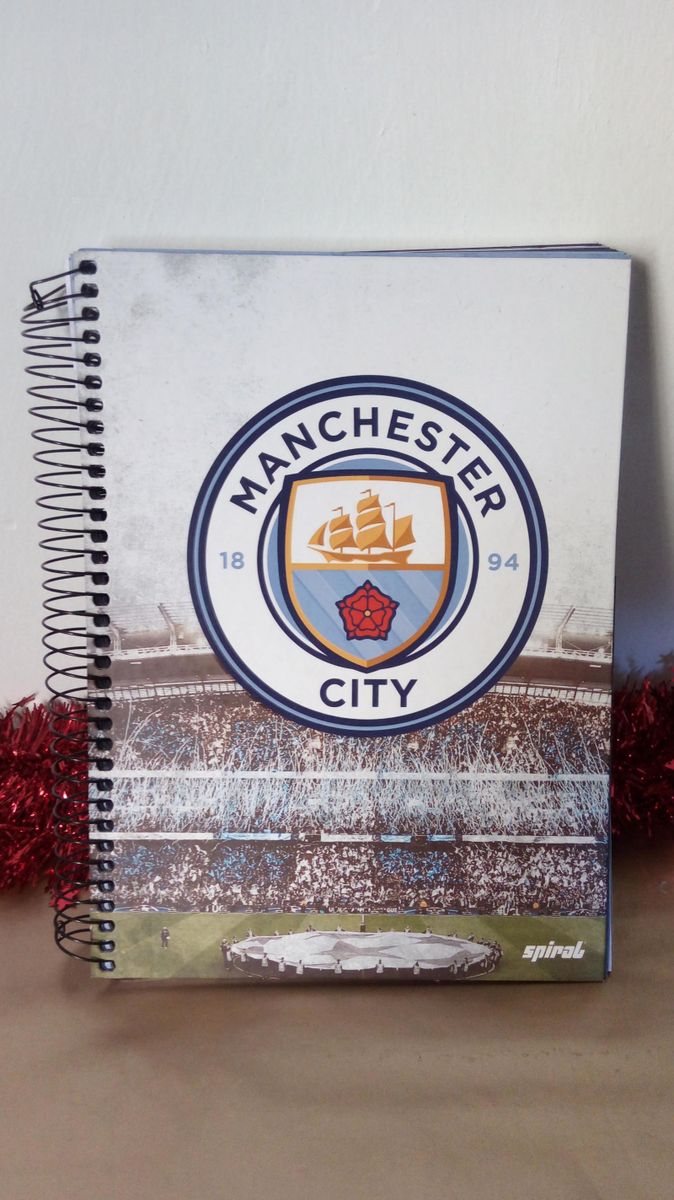 Caderno Universitário Manchester City | Item de Papelaria Spiral Nunca ...