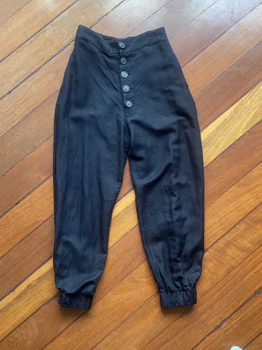 Calça Aladin de Linho Preta | Calça Feminina Amaro Usado 85926392 | enjoei