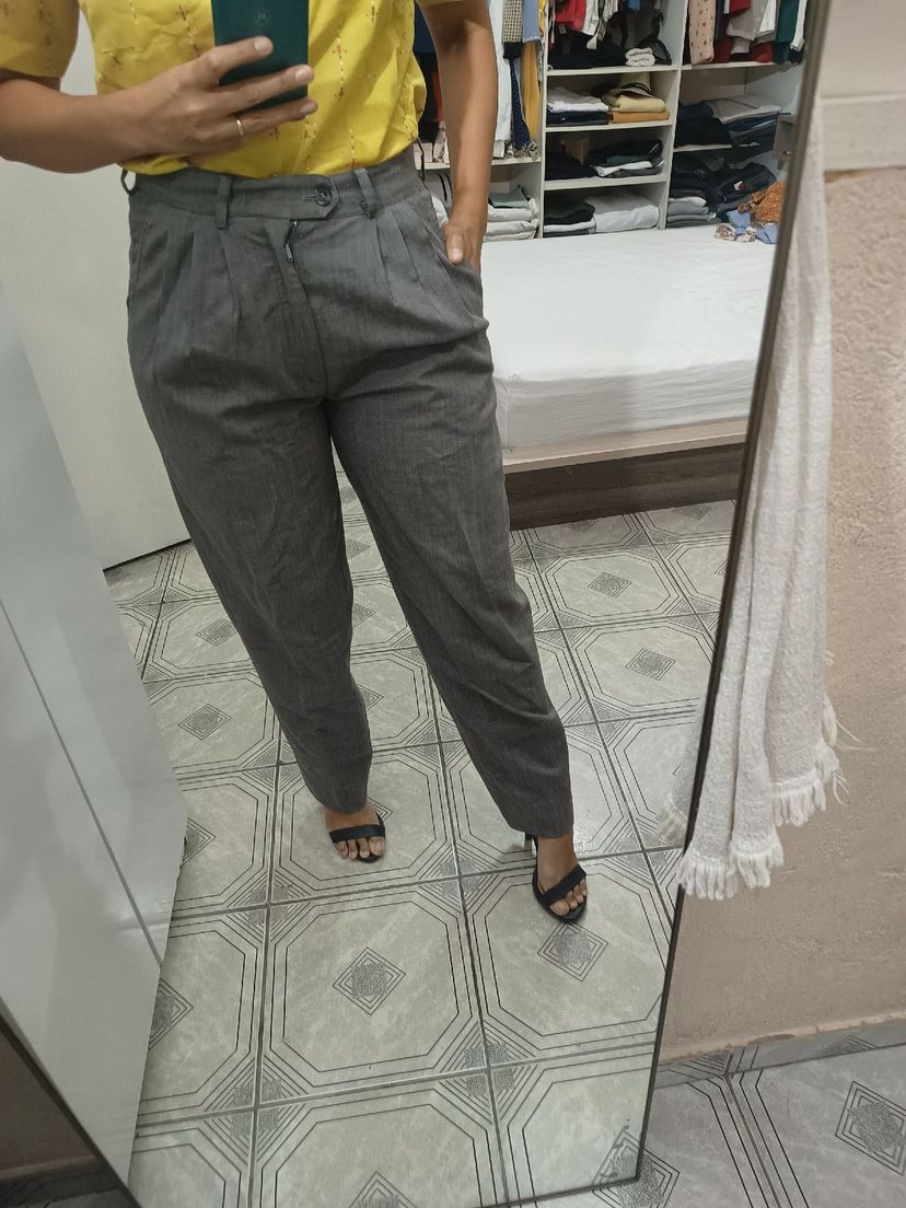 Calça Alfaiataria Braspérola Perolin Cinza Linho Misto Tamanho 38 ...