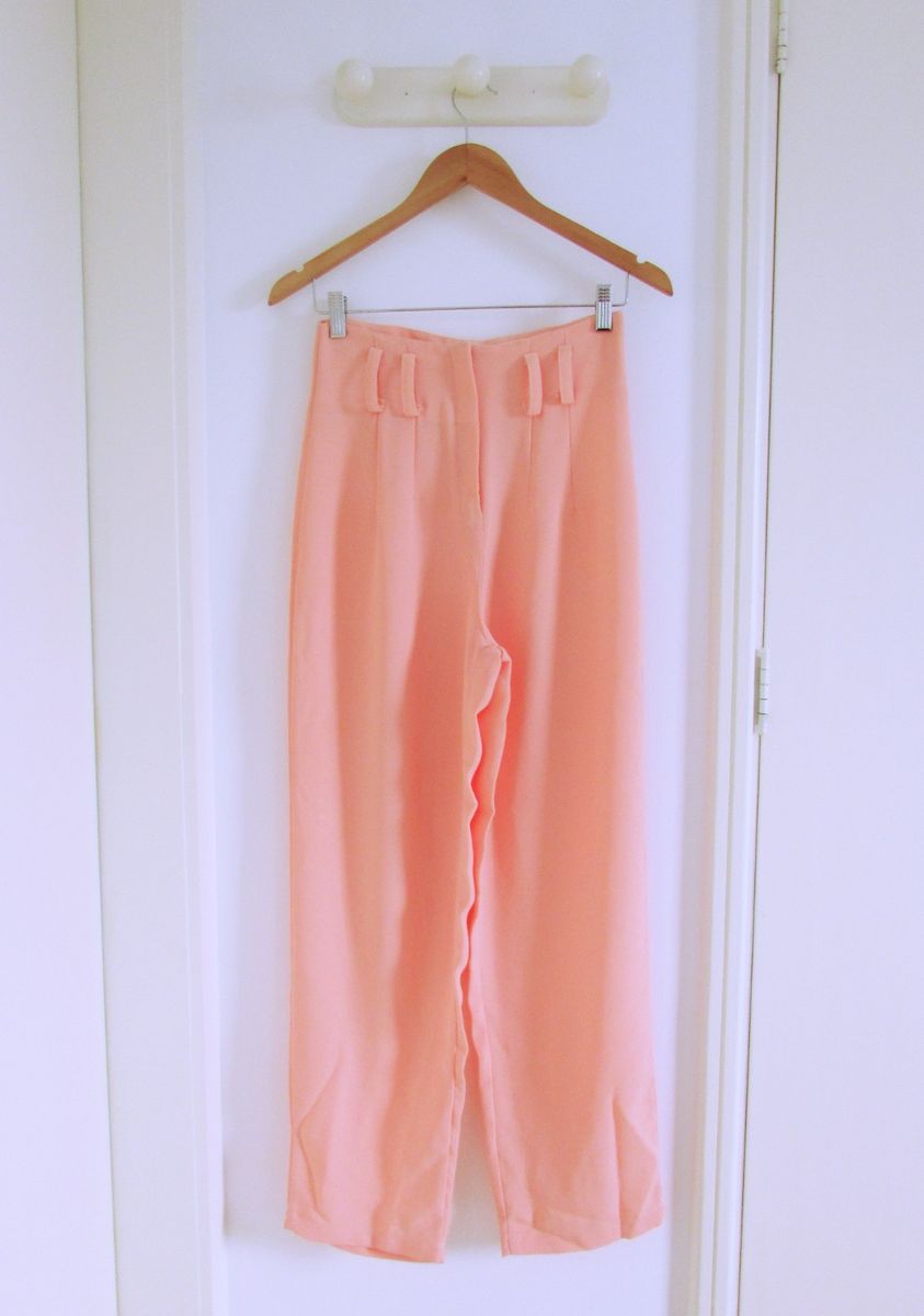 Calça Alfaiataria Salmão Cintura Alta | Calça Feminina Vintage Usado ...