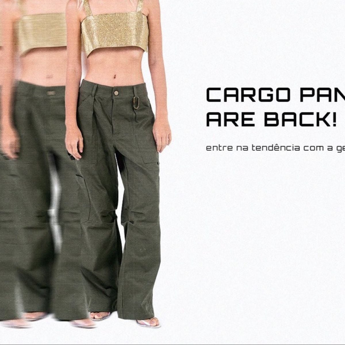Calça Cargo Militar Verde Eith Festival Larga Baggy | Calça Feminina ...