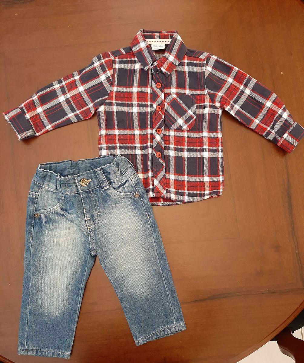 Calça Jeans Teddy Boom + Camisa Xadrez Baby Way | Roupa Infantil para ...