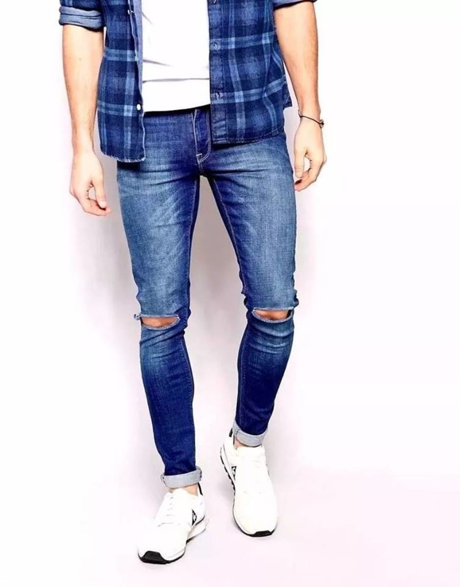 Calça Masculina Rasgada Destroyed | Calça Masculina Patrão Jeans Nunca ...
