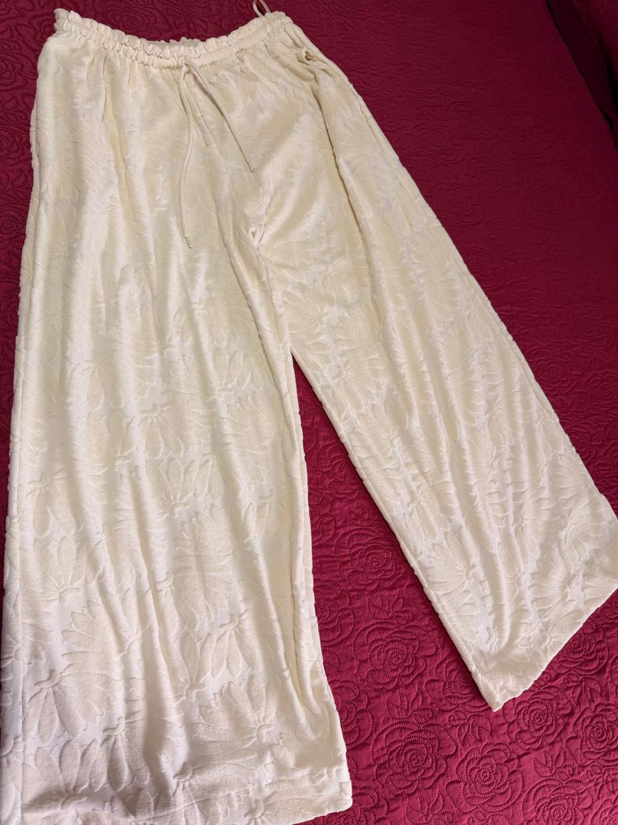 Calça Pantalona Atoalhada Farm Tam G | Calça Feminina Farm Nunca Usado ...