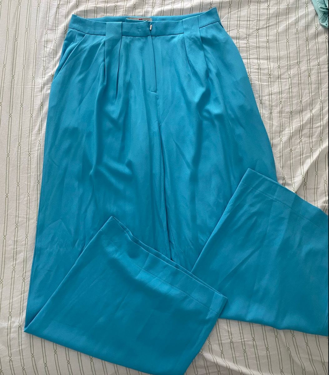 Calça Pantalona Azul de Tecido Leve | Calça Feminina Renner Nunca Usado ...