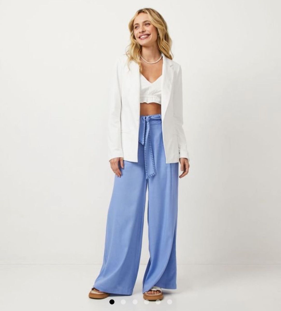 Calça Pantalona em Linho Nova | Calça Feminina Renner Blue Steel Nunca ...