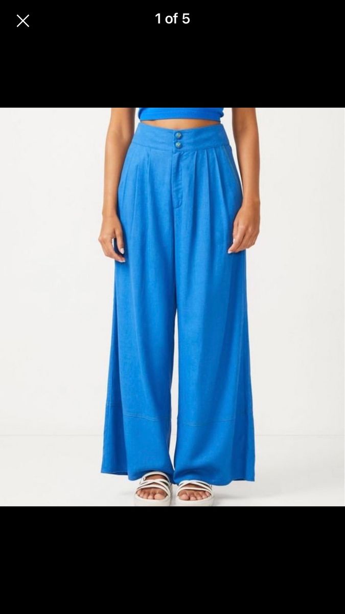 Calça Pantalona Linho | Calça Feminina Renner Blue Steel Usado 86511983 ...