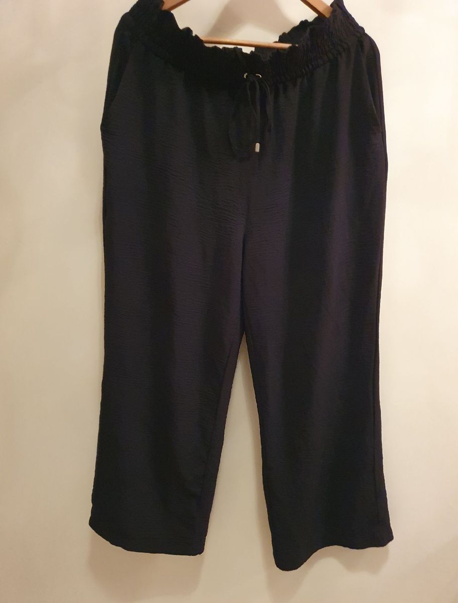 Calça Pantalona Na Cor Preta, Tamanho Gg, 100% Poliester, Bolso Faca ...