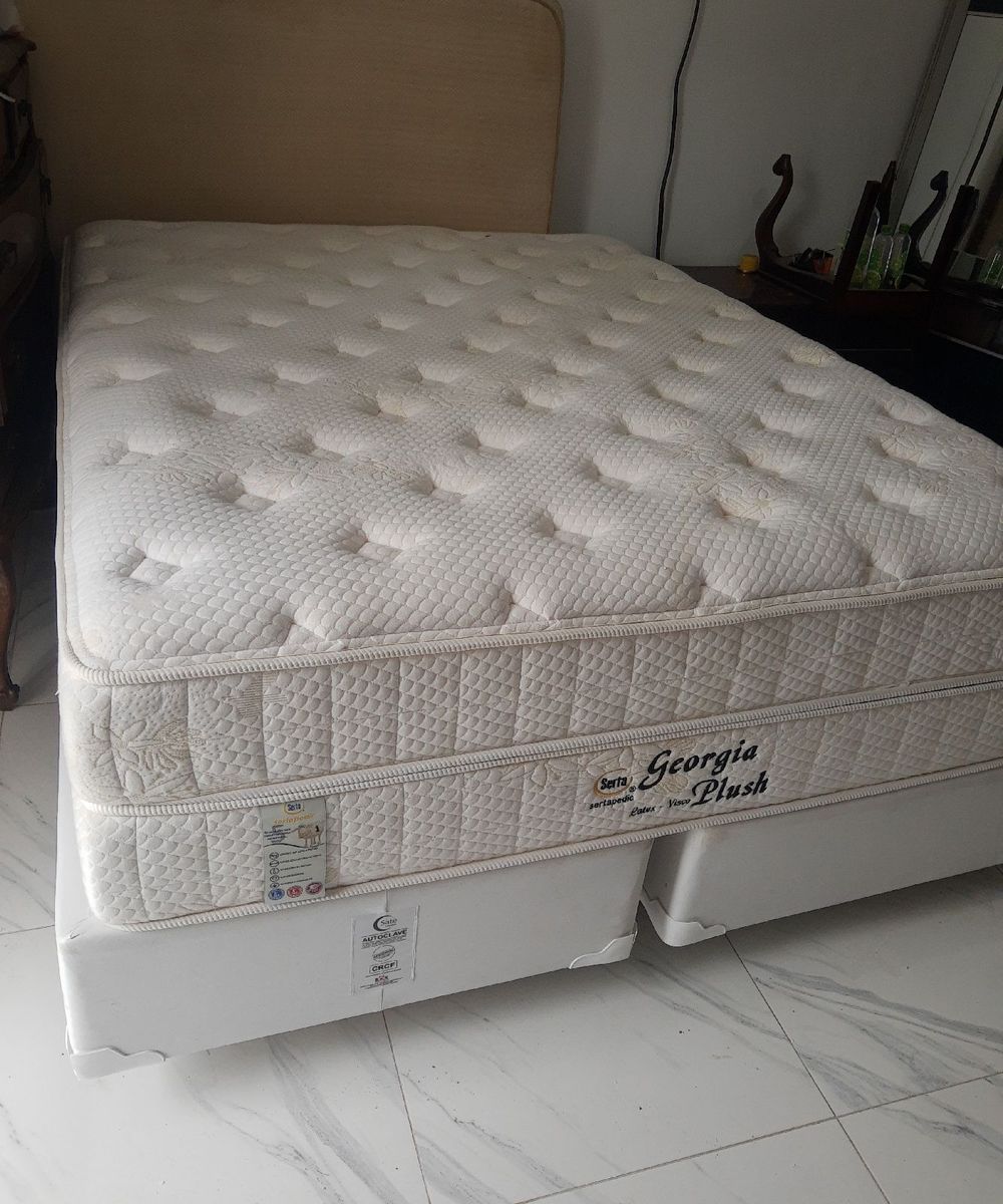 Cama Box com Colchão Queen Serta Georgia Plus | Móvel Cama Nunca Usado ...