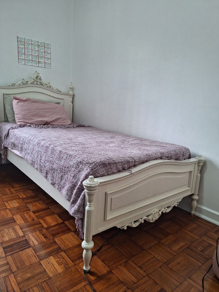 Cama Solteiro Madeira Maciça Provençal Vintage Branca | Móvel p/ Casa ...