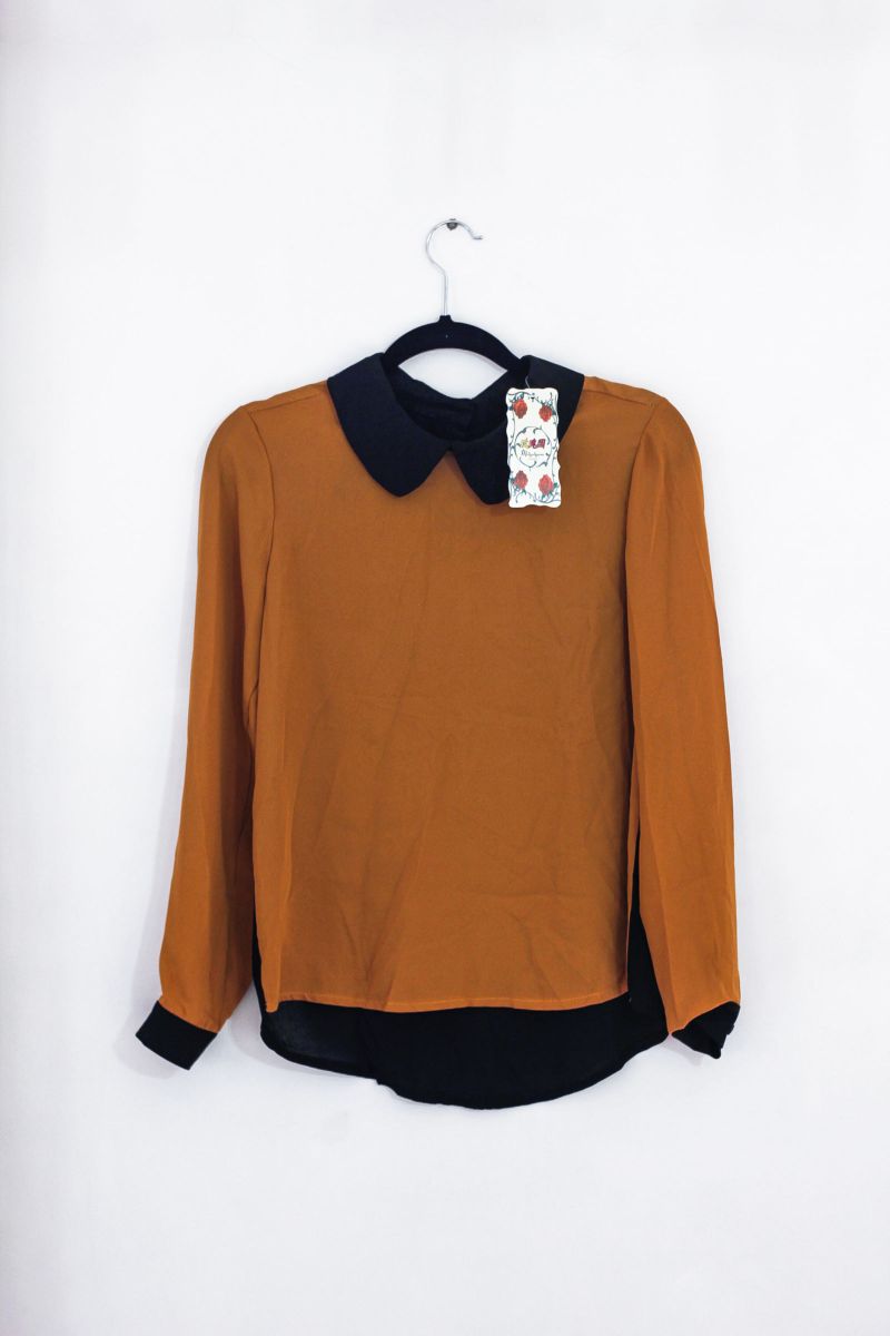 Camisa Amarelo Mostarda - Gola Peter Pan | Camisa Feminina Anble Nunca ...