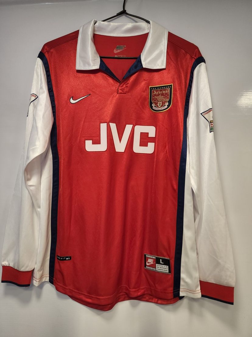 Camisa Arsenal Home 98-99 G Manga Longa Bergkamp 10 Premier League ...
