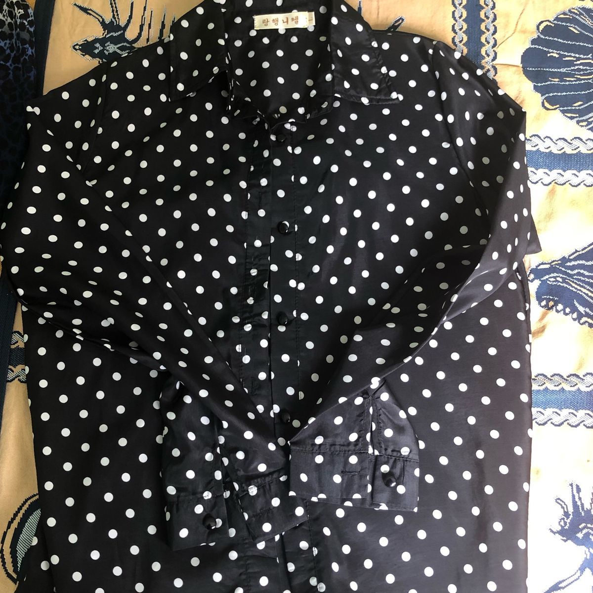 Camisa Bolinhas | Blusa Feminina Bolinhas Preta Usado 60004080 | enjoei