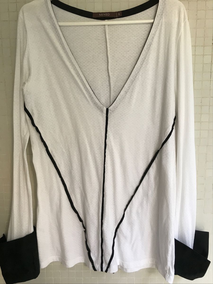 Camisa Branco e Preto Mixed | Camisa Feminina Mixed Usado 36011679 | enjoei