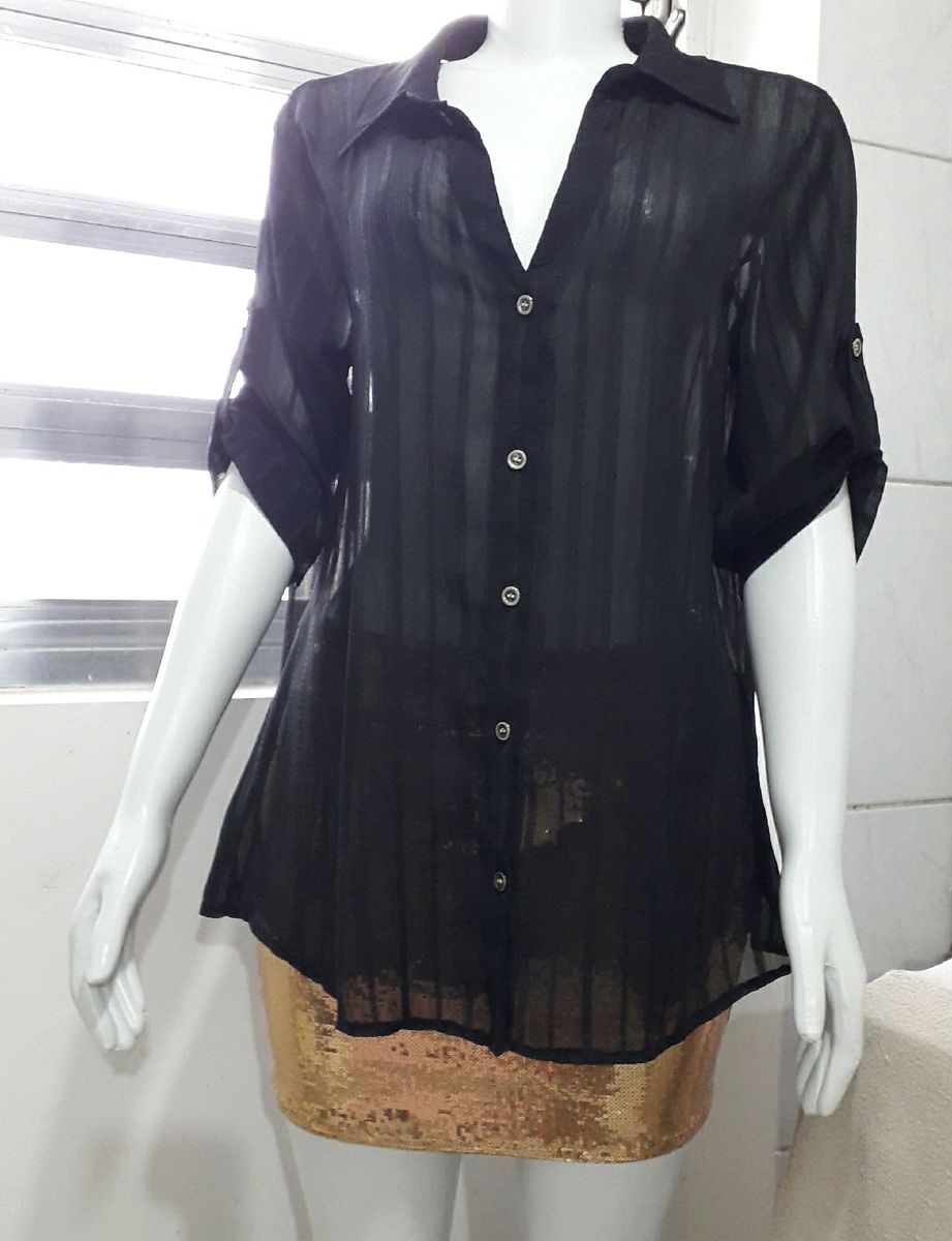 Camisa Fina Transparente | Blusa Feminina Mon Cher Usado 84502336 | enjoei