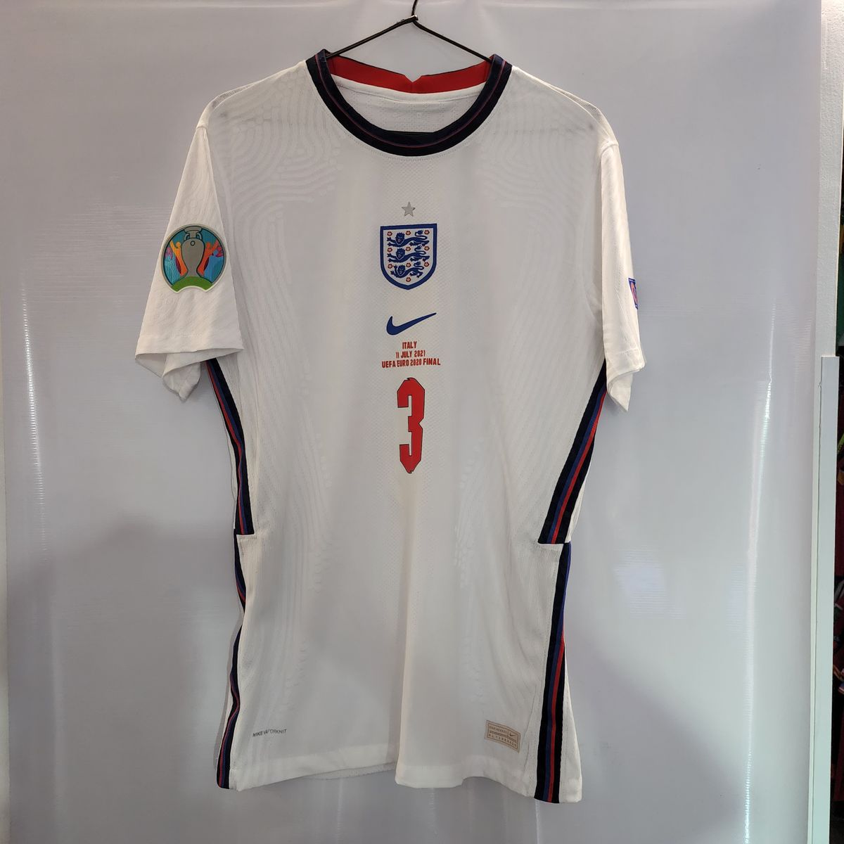 Camisa Inglaterra Home 21-22 Gg Shaw 3 Patch Euro 2020 Final Eurocopa ...