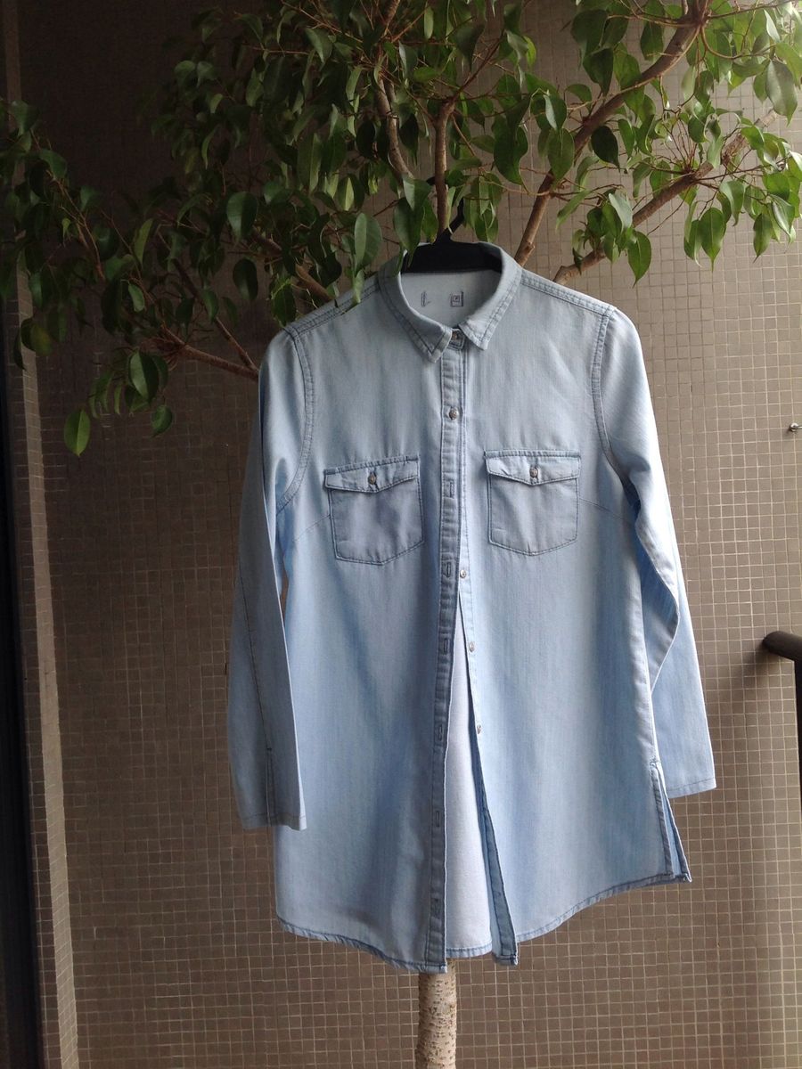 Camisa Jeans Fem.clara Tam.p | Camisa Feminina Ilegivel Usado 31241401 ...