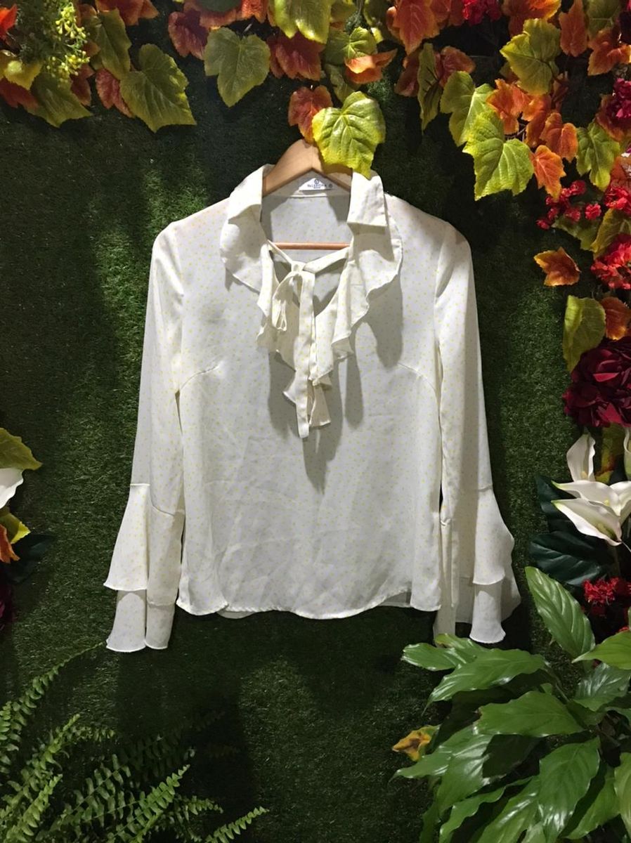 Camisa Manga Ampla Poá | Camisa Feminina Valentina Usado 62392063 | enjoei