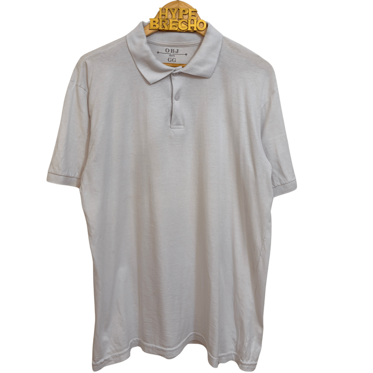 Camisa Polo Obj Branca Lisa Masculina Hype Brechó | Tam Gg | Camisa ...