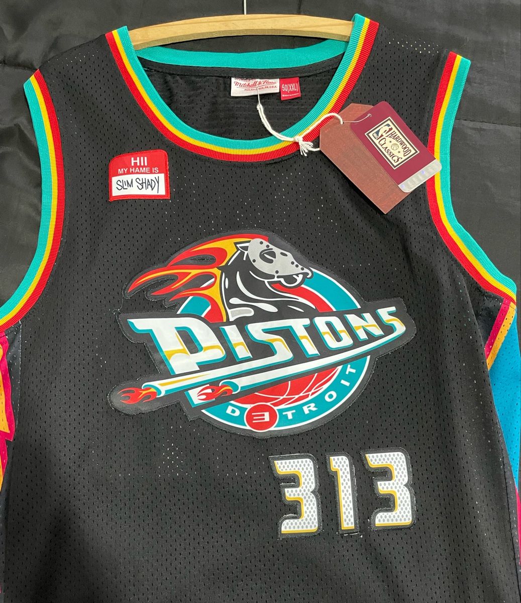 Camisa Regata Detroid Pistons Eminem Slim Shady Mitchell Ness | Roupa ...