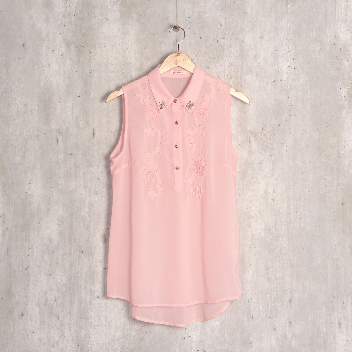 Camisa sem Manga Rosa Pedraria | Camisa Feminina Sabala Usado 32938902 ...