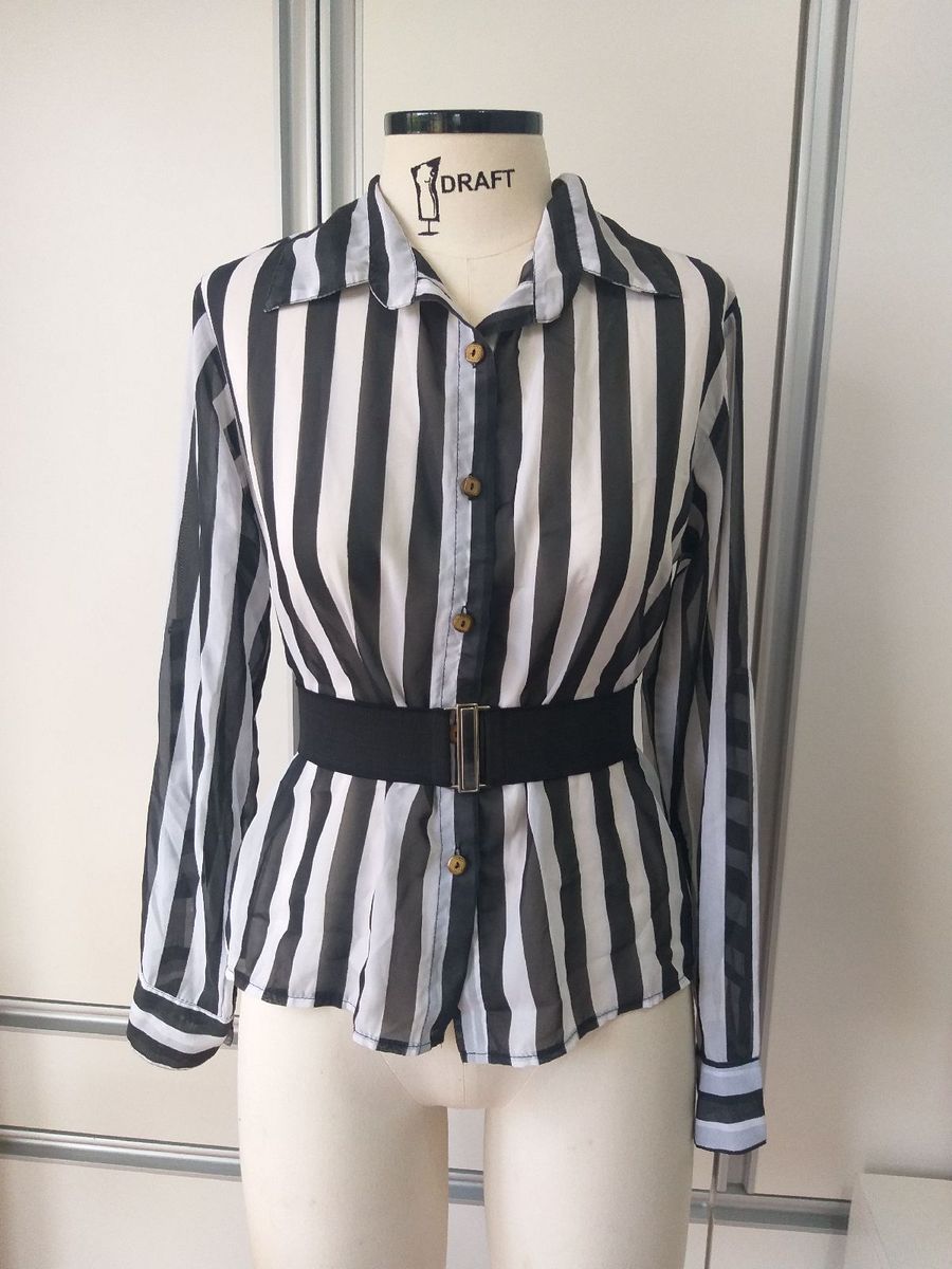 Camisa Social Beetle Juice | Camisa Feminina Usado 97021020 | enjoei