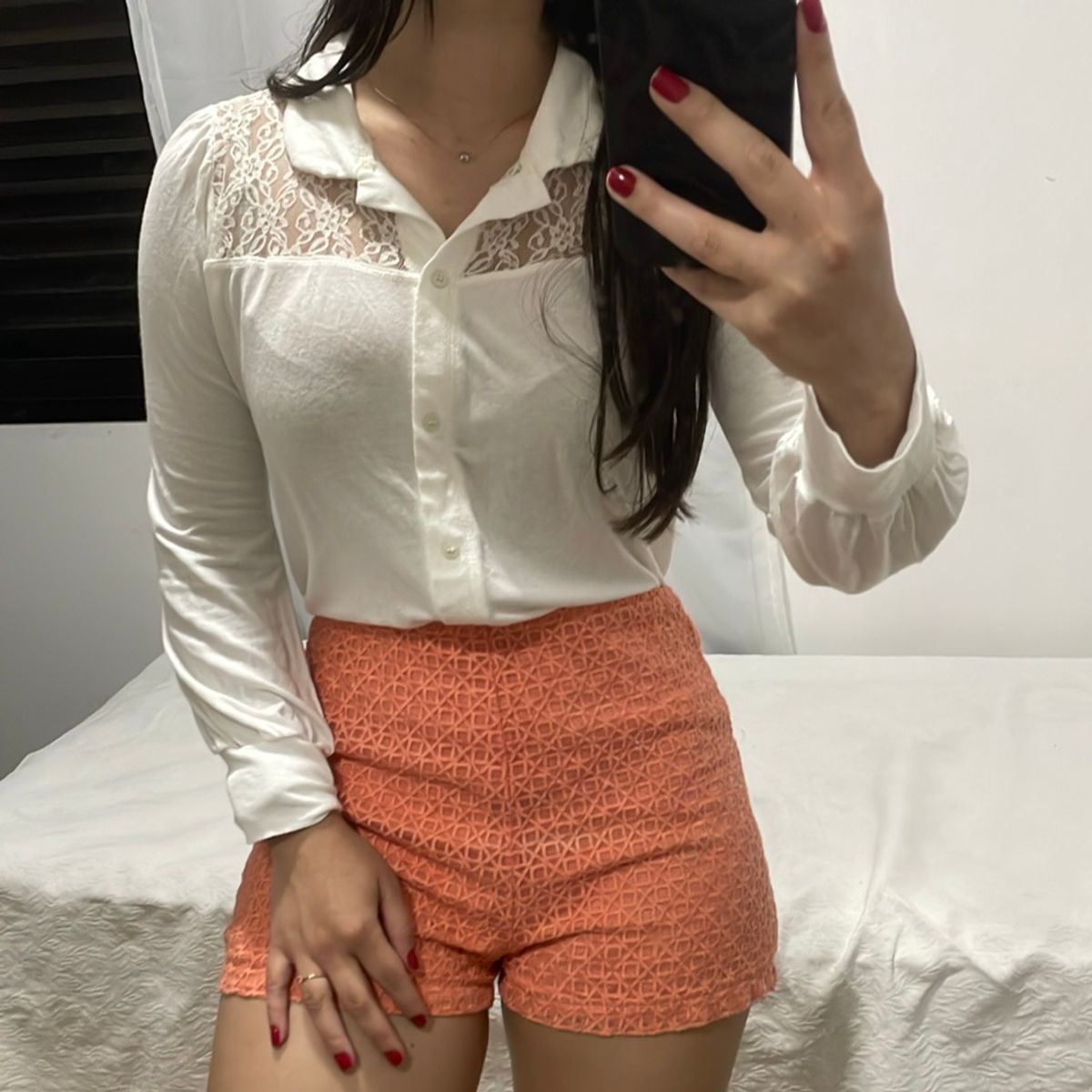 Camisa Social com Renda Tamanho P | Camisa Feminina Usado 135380798 ...