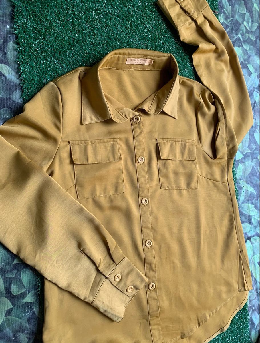 Camisa Social Feminina Mostarda Tam P Nunca Usada | Camisa Feminina ...