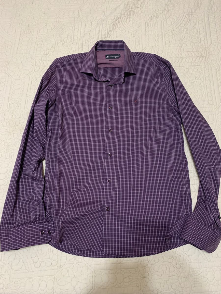 Camisa Social Fmw Quadriculada Vinho P | Camisa Masculina Fmw Usado ...