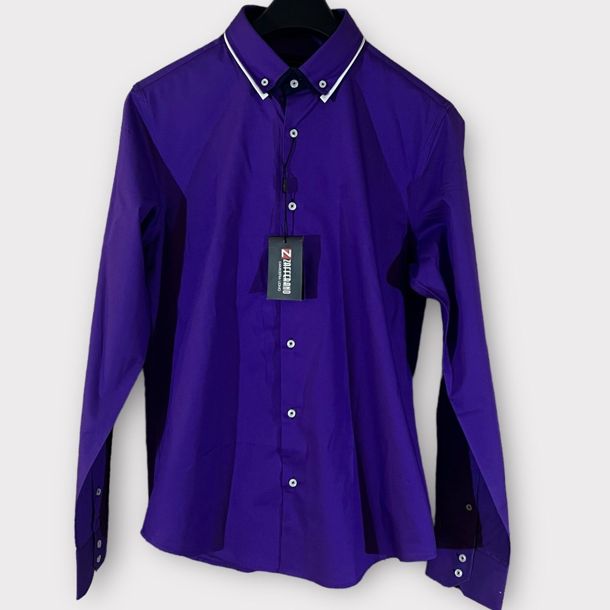 Camisa Social Italiana Zafferano Masculina Slim Fit Roxa 100% Algodão ...