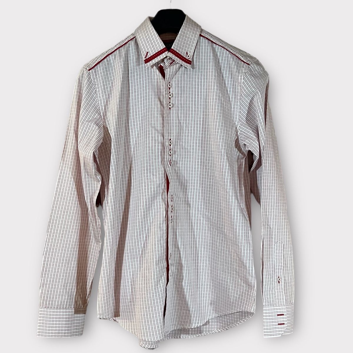 Camisa Social Italiana Zafferano Masculina Slim Fit Xadrez Vermelha 100 ...