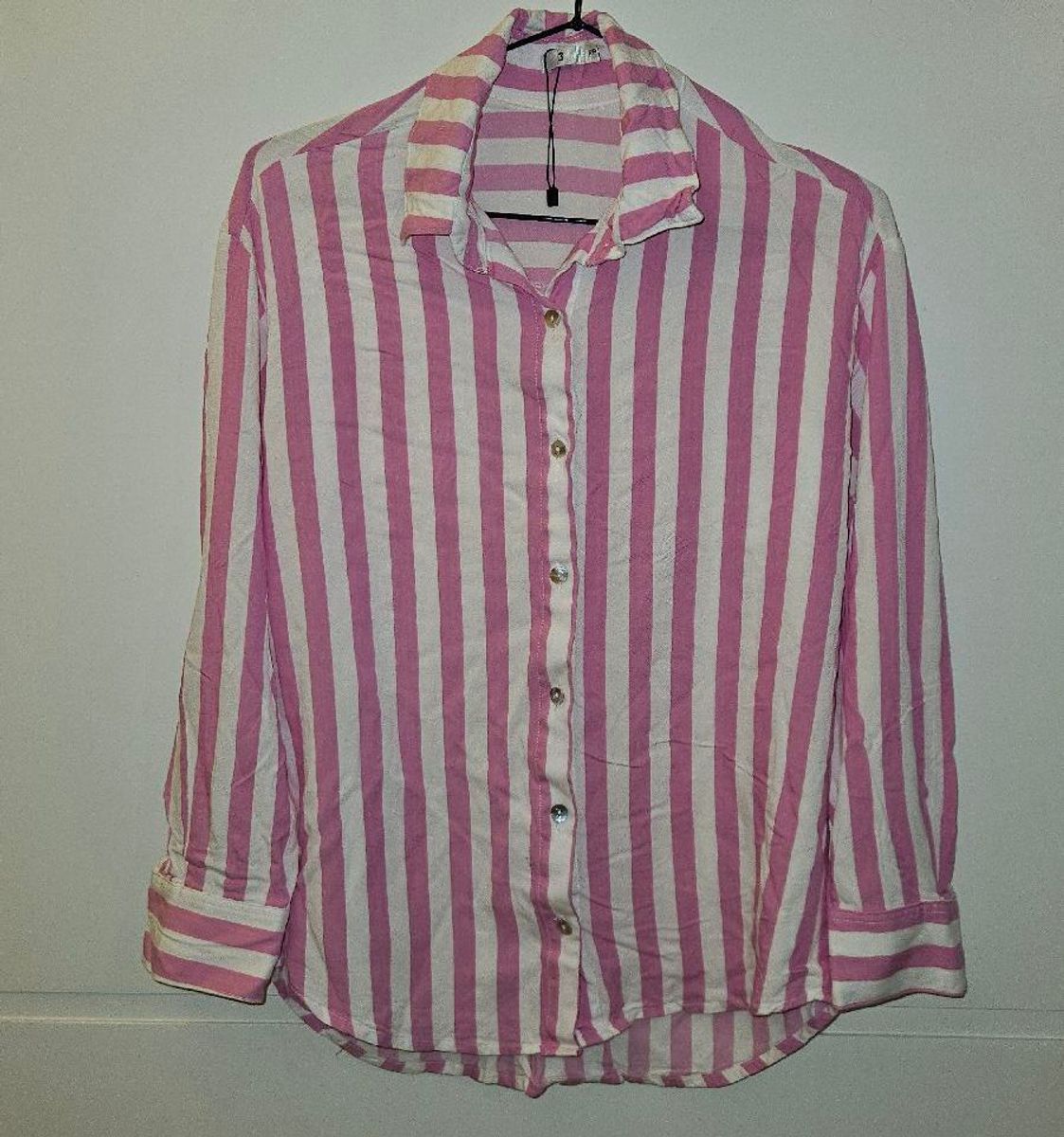 Camisa Social Listrada Rosa Loja 3 Pp | Camisa Feminina Loja 3 Usado ...
