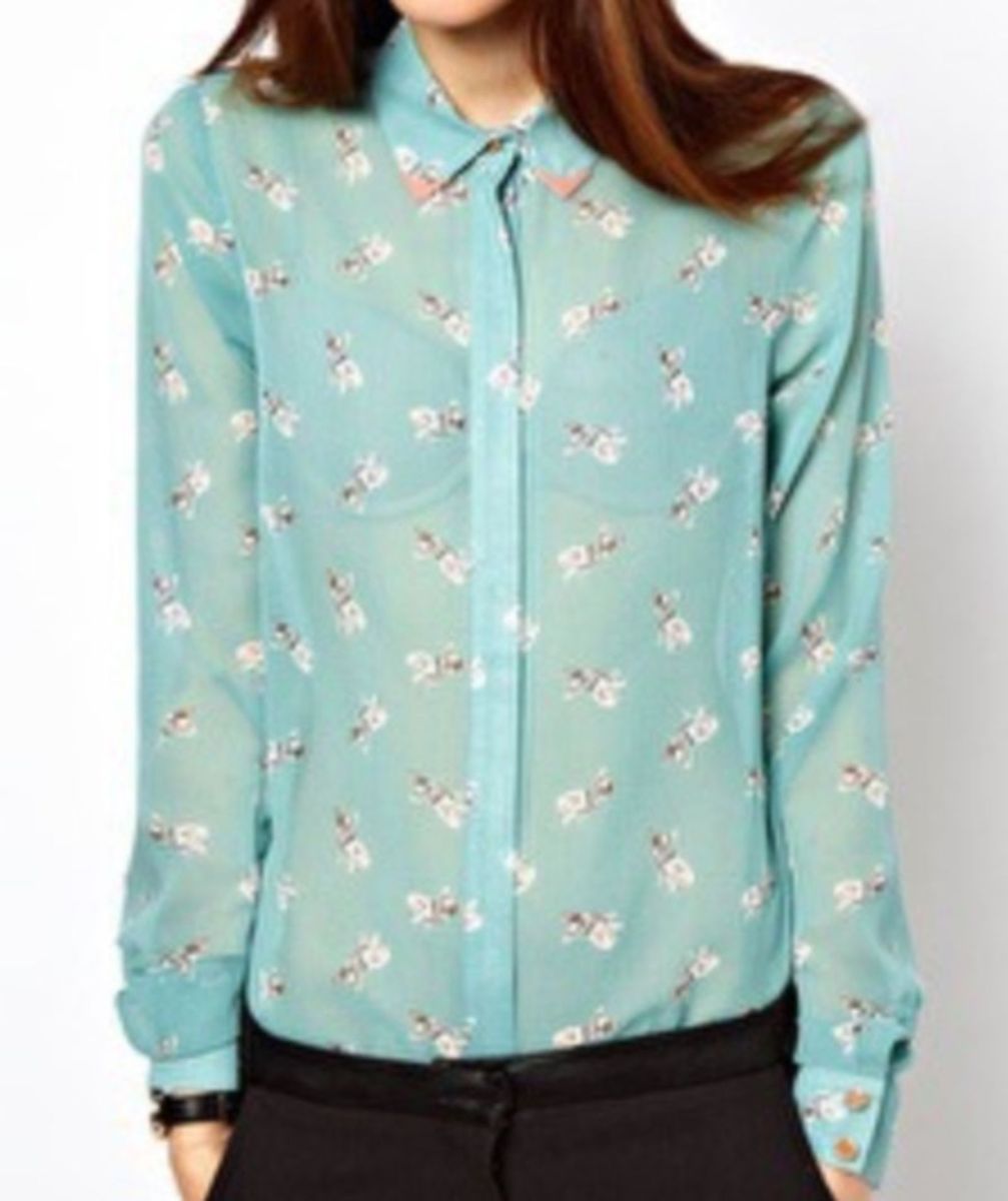 Camisa Social Little Dogs | Camisa Feminina Asos Nunca Usado 15950343 ...